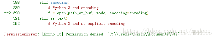 Permissionerror Errno 13 Permission Denied Cusersjasondocumentst2的解决方案 Csdn博客