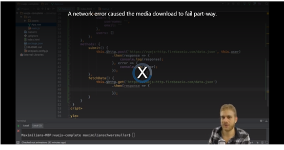 Help: Video Web Player is an error: A network error caused the media download to fail part-way ...