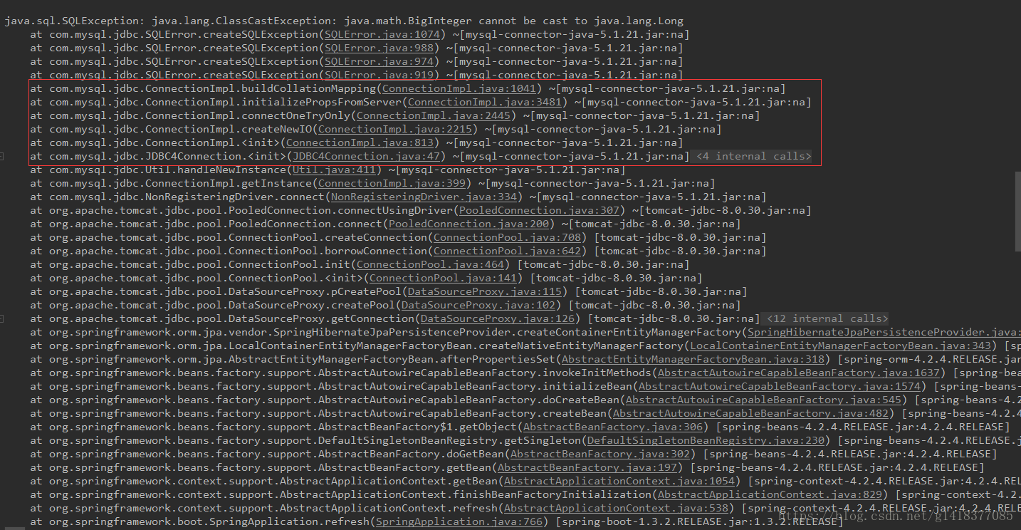 Spring 连接 Mysql8 时 抛出异常 Java Lang Classcastexception Csdn博客