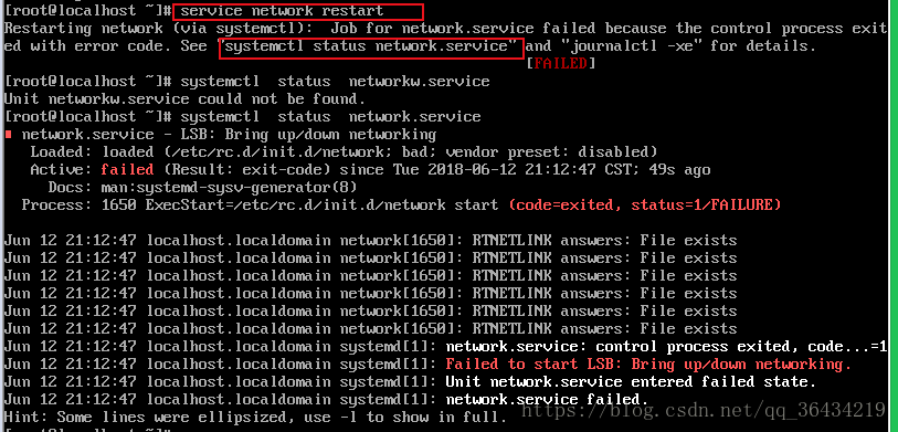 执行service Network Restart报错：failed To Start Lsbbring Updowntailscal 
