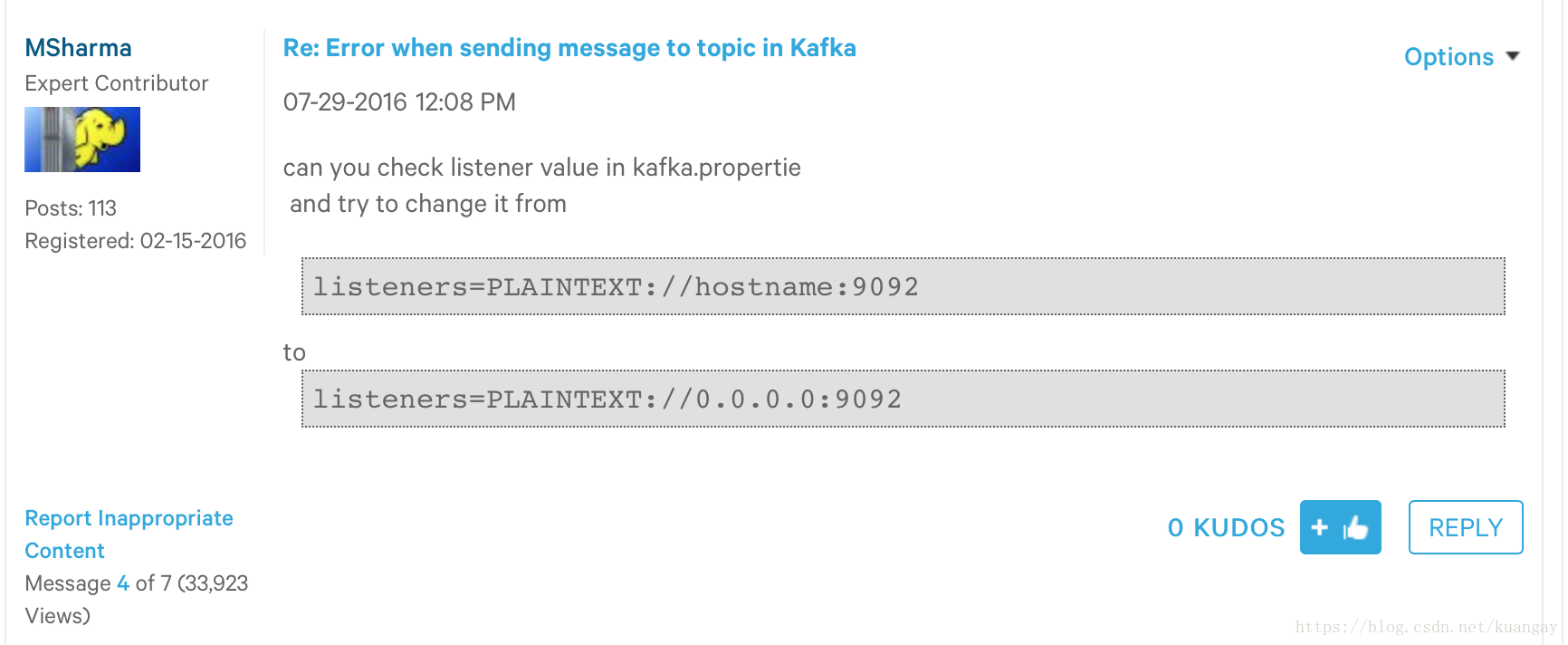 Kafka遇到问题一：发布者发布消息抛异常org Apache Ternals Errorloggingcallback Kafka