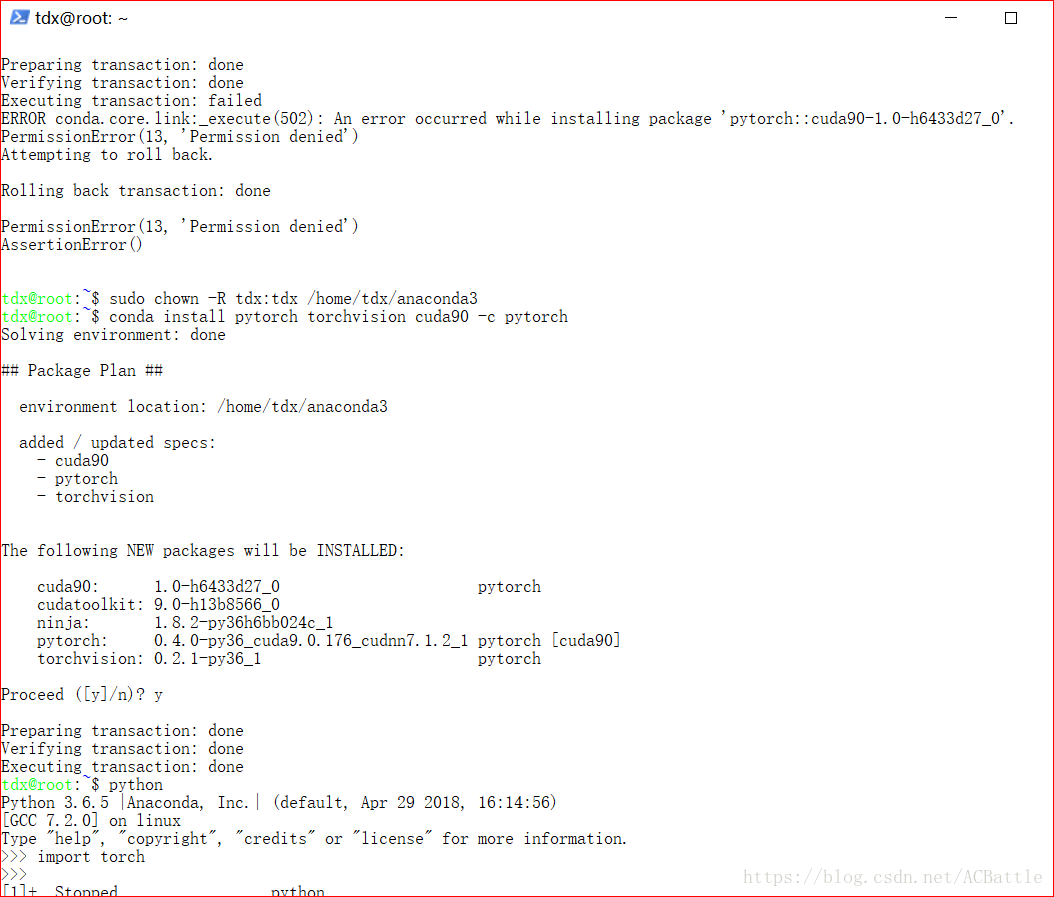 解决conda安装pytorch0权限问题 Conda Install Pytorch 没有python权限 Csdn博客