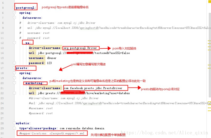 Springboot配置多种类型多数据源（mysqlpostgresqlpresto（数据仓库））yml方式集成分页springboot Yml配置文件同时配置mysql数据和pg数据库 