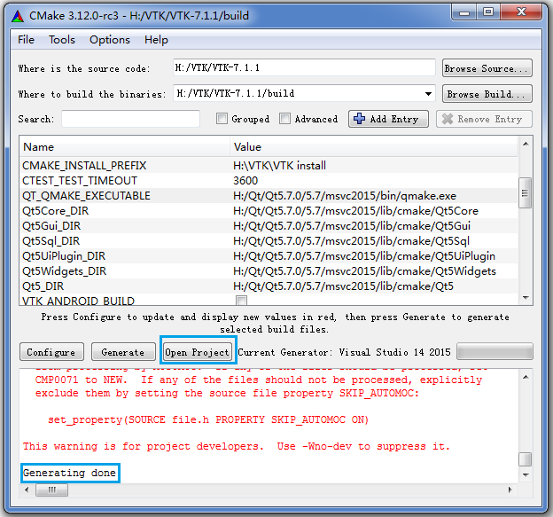 Windows下vtk 711vs 2015 Qt 57 Msvc2015 配置编译及安装windowsvtk 711 Csdn博客