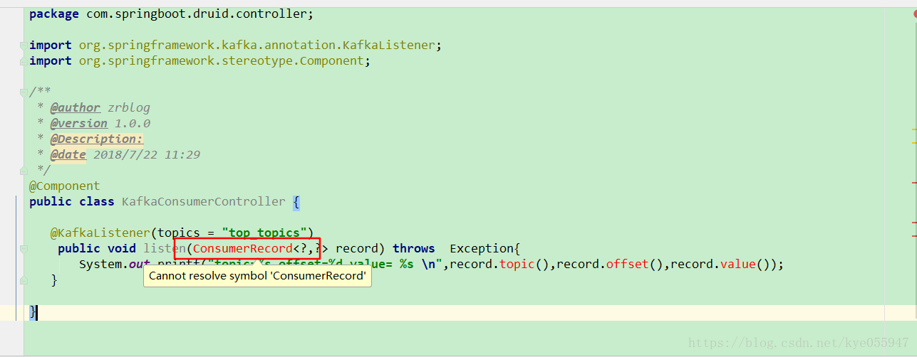 2018 07 22 Springboot集成kafka，提示cant Resolve Symbol Consumerrecordcannot Resolve Symbol 