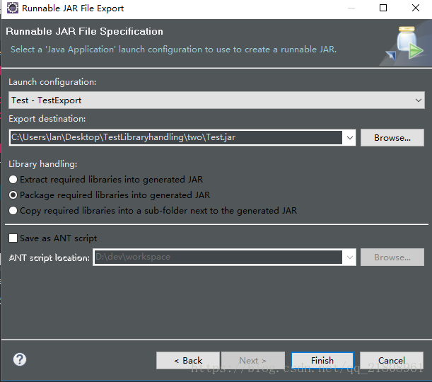 Eclipse 导出可运行jar包时三种library Handling的区别 Extract Required Libraries Into Generated Jar Csdn博客