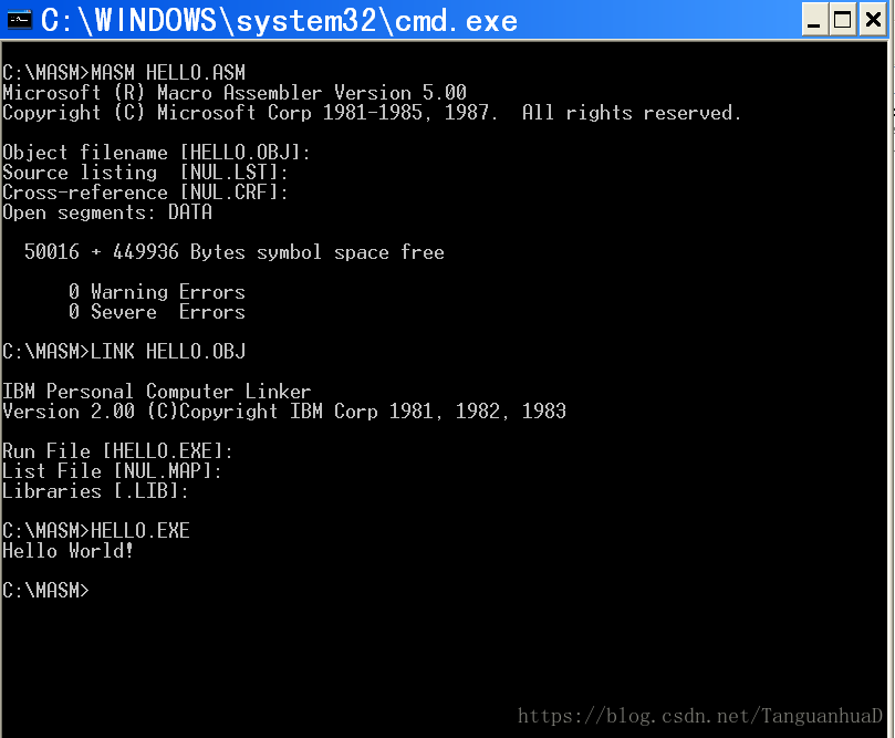 汇编语言实现hello World的输出汇编语言输出hello World Csdn博客 3075