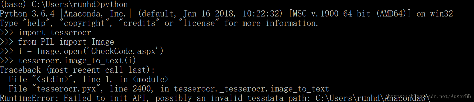 解决anaconda下使用tesserocr时的modulenotfounderror和runtimeerrorno Module Named Tesserocr Csdn博客 7256