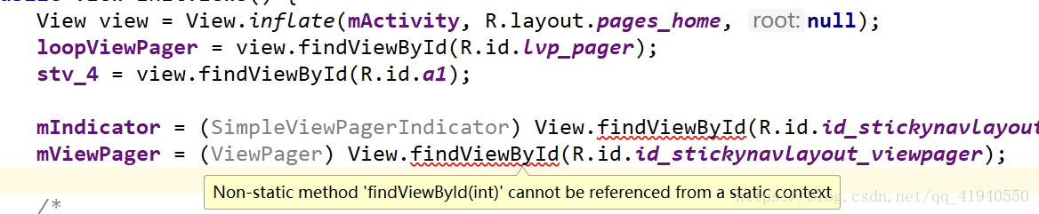 Non Static Method Findviewbyidint Cannot Be Referenced From A Static Contextnon Static 