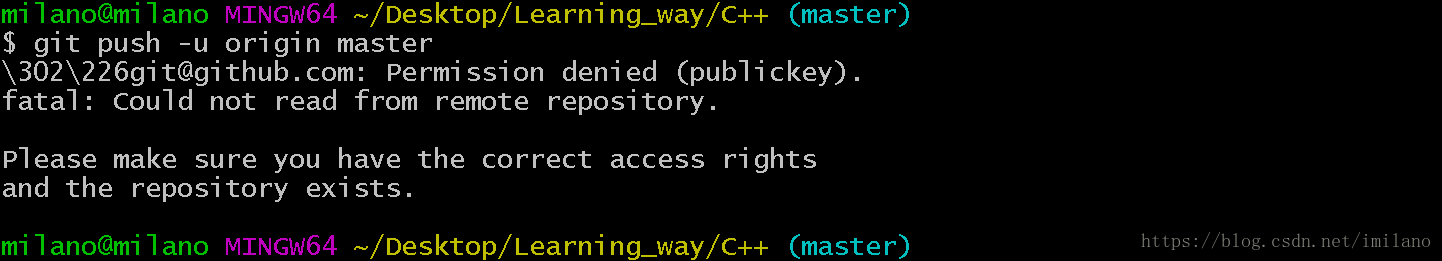 Git Bash 使用ssh Push 时报错（fatal Could Not Read From Remote Repository