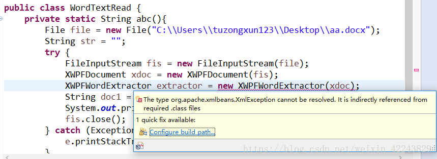 有关xwpfwordextractor报错信息原因 The Type Org Apache Xmlbeans Xmlexception Cannot B Csdn博客