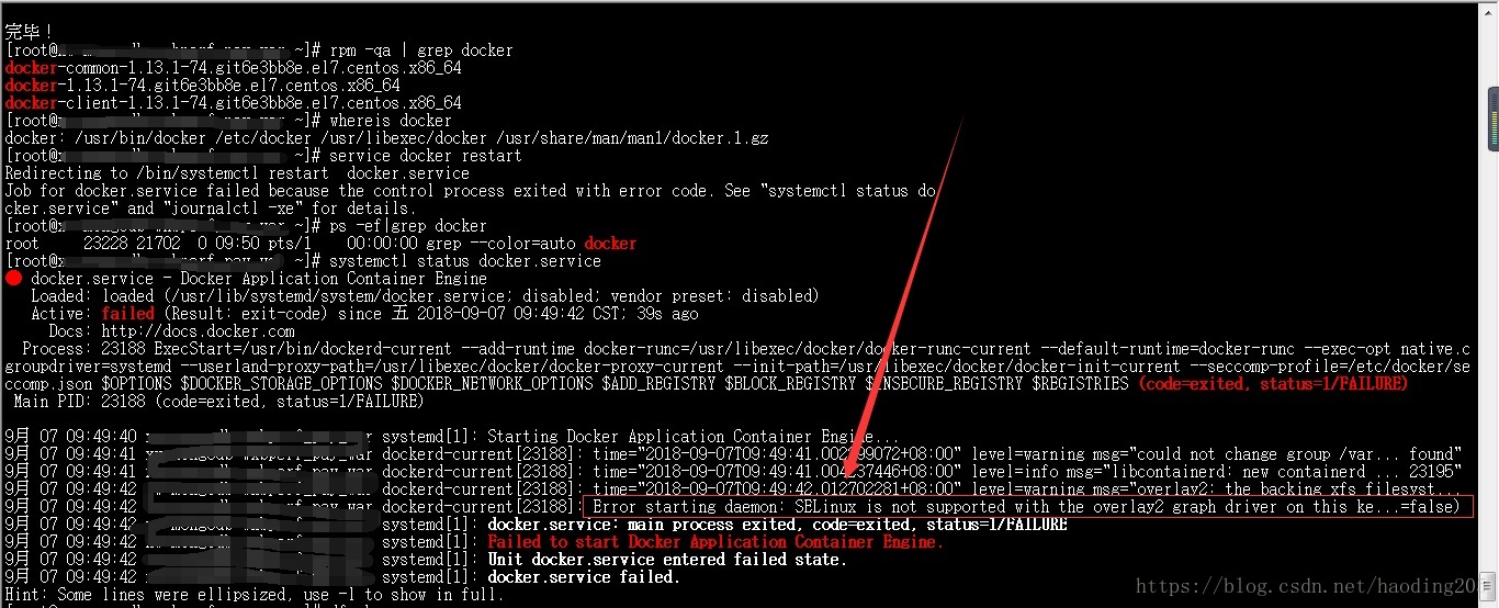 解决docker启动报错“error Starting Daemon Selinux Is Not Supported With The
