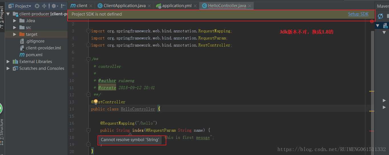 Idea导入spring Boot项目 （spring Cloud服务端） 启动类报错cannot Resolve Method Run Java Lang Class String