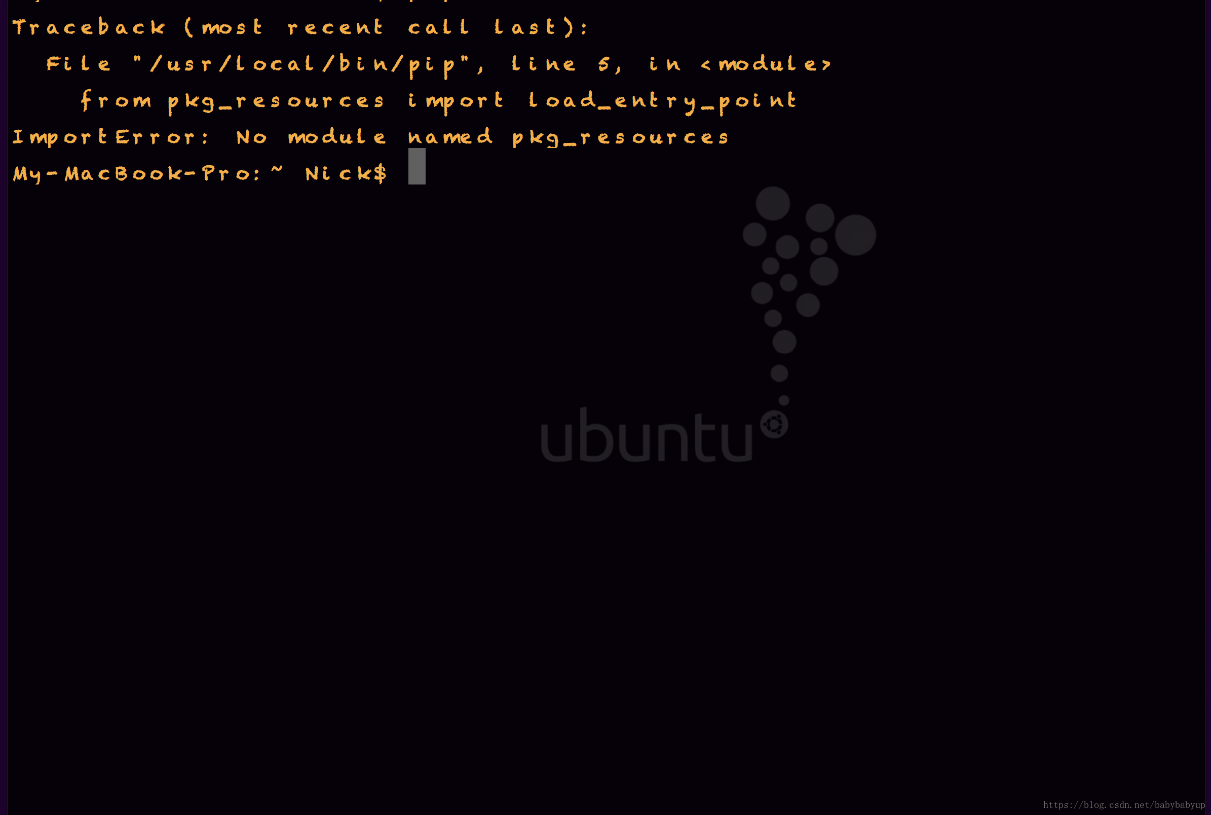 Traceback Most Recent Call Last File Usr Local Bin Pip Line 5 In From Pkg Res Csdn博客