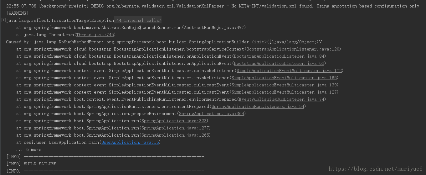 Spring Cloud注册中心eureka启动时出现 Java Lang Nosuchmethoderror Org Springframework Boot Builder