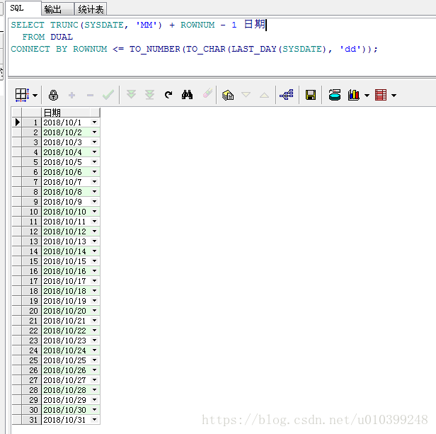 Oracle 查询当天月份所有日期 当前月的所有日期 Csdn博客