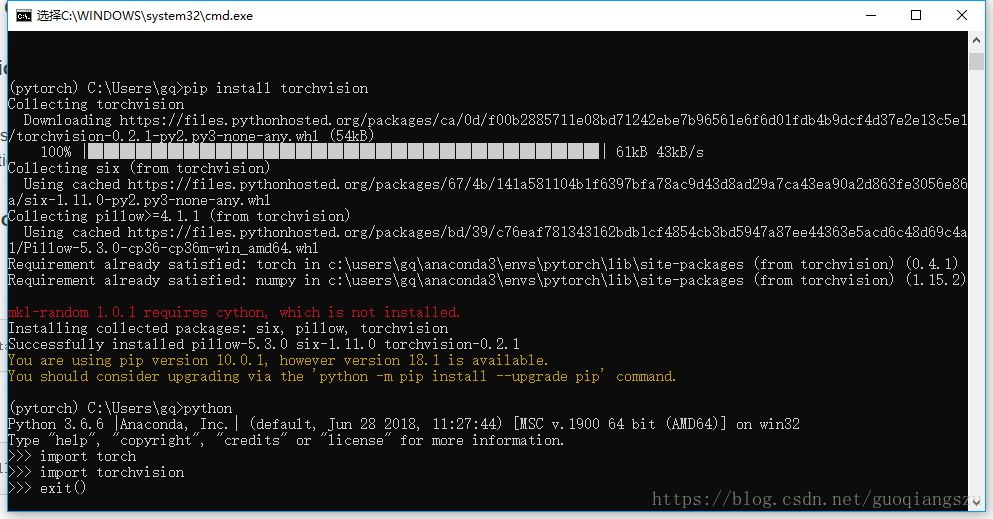 Win10下使用anaconda安装pytorch和torchvisiontorchvision 安装 Csdn博客 