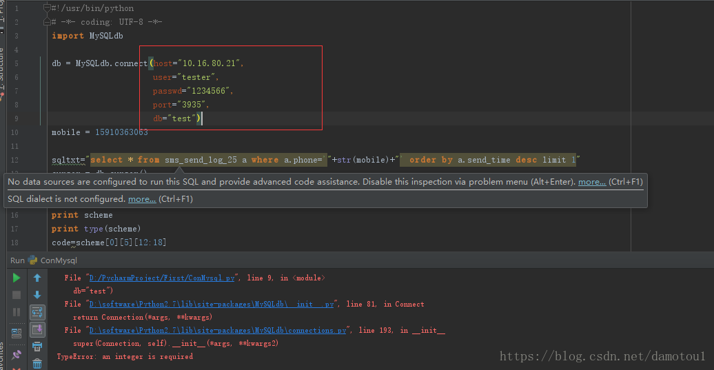 Python连接mysql时，报错typeerror An Integer Is Required Typeerror Argument Flags Is Required To Be